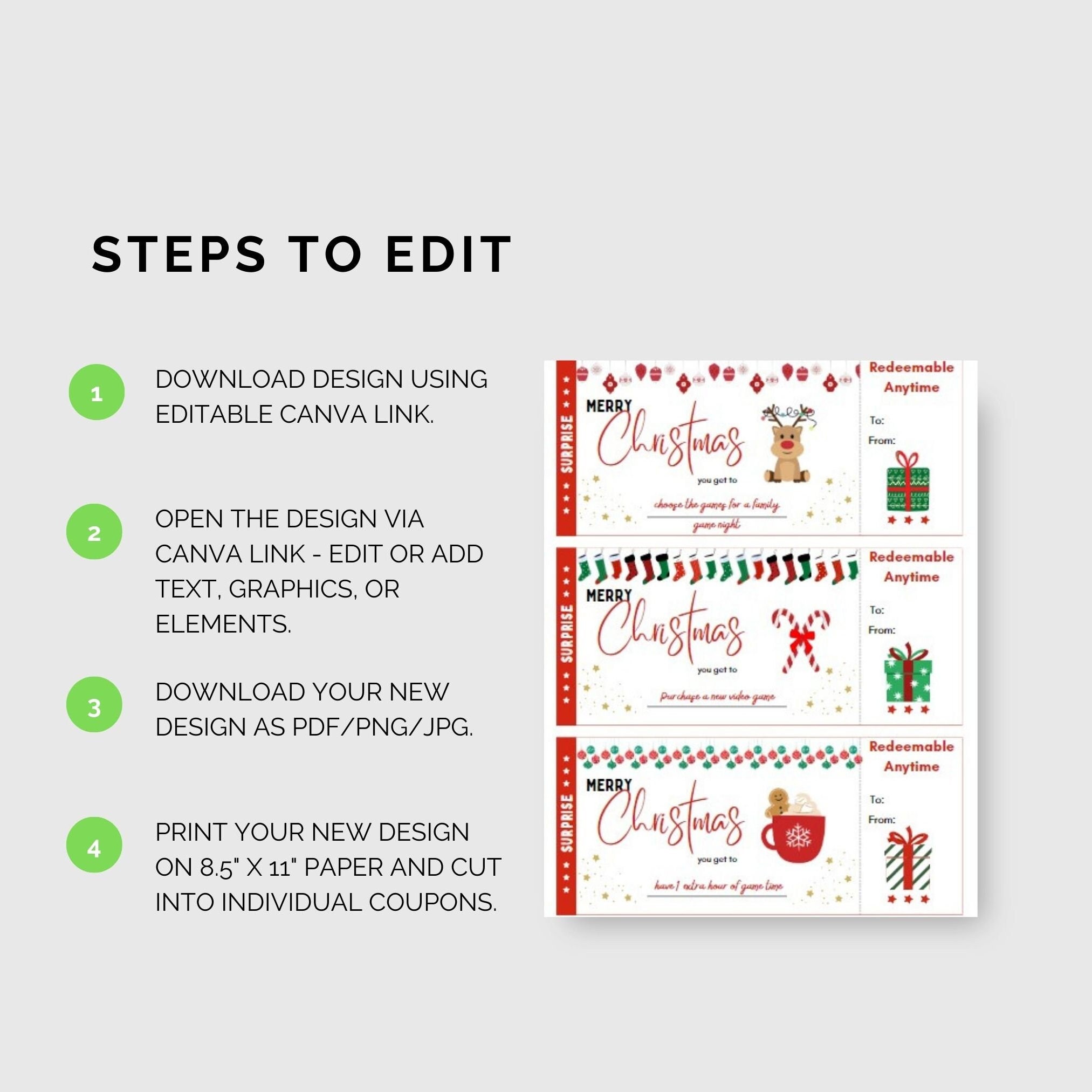 Editable Christmas Coupons for Kids I Christmas Coupon Template I ...