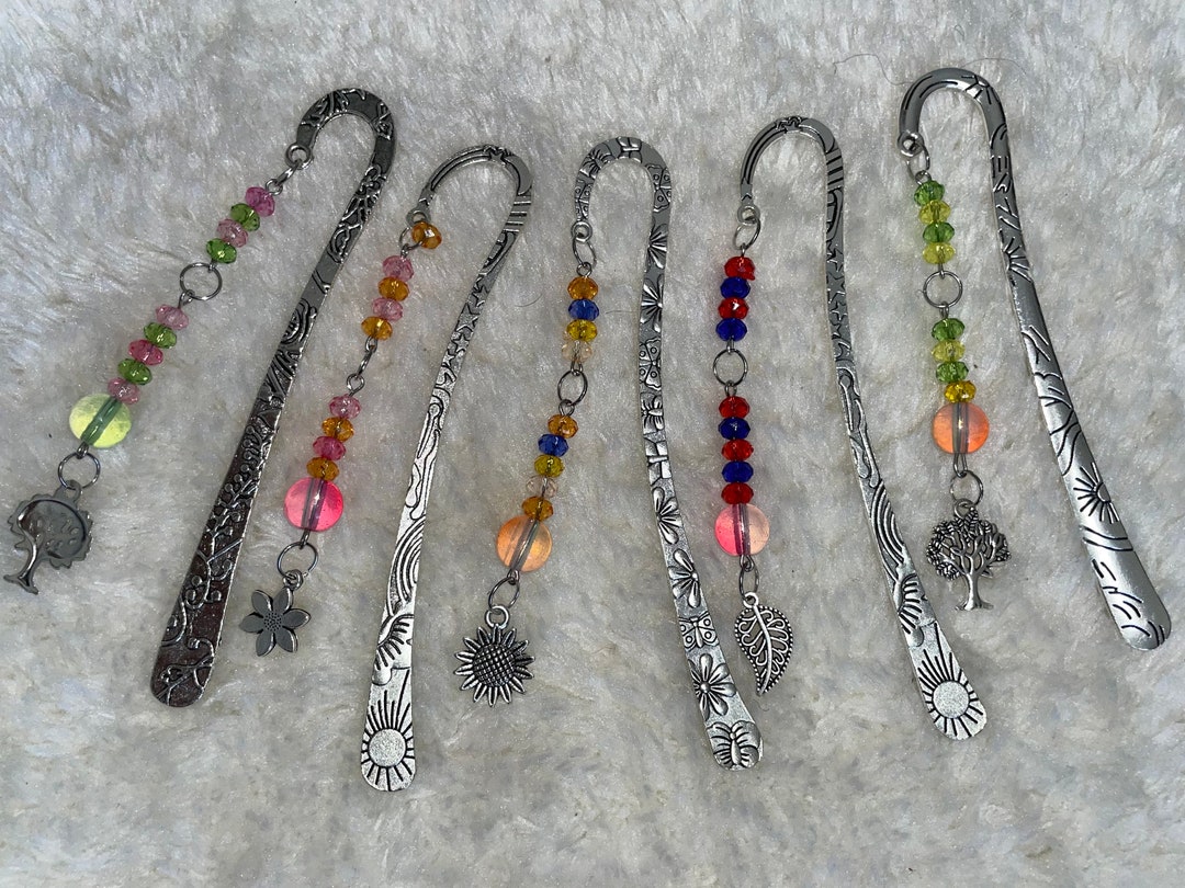 4.5 Silver Beaded Bookmark With Charms - Etsy