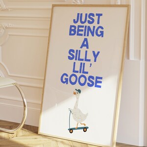 Silly Goose Wall Art, Cute Goose Poster, Dark Green Boy Nursery Decor ...