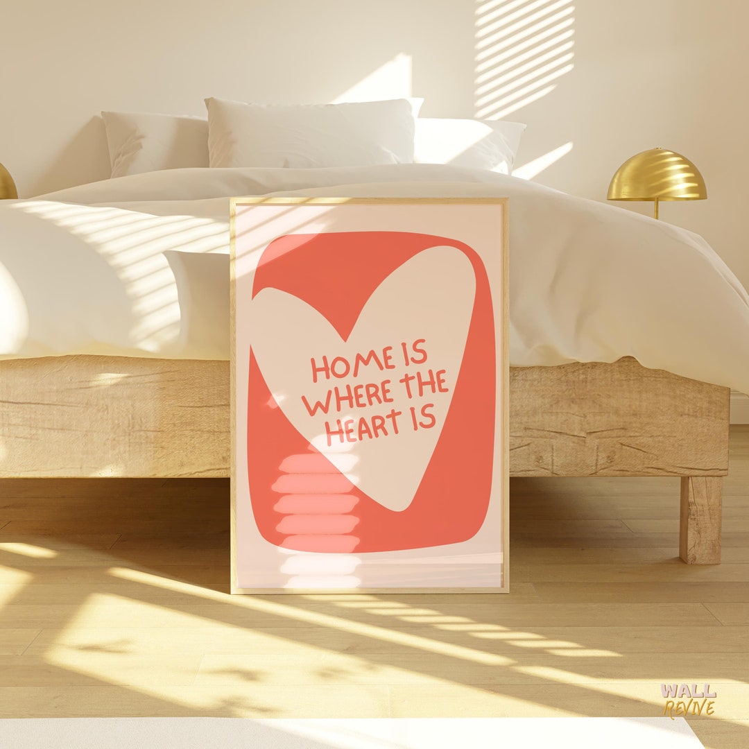Home is Where the Heart is Art Print: Orange Pink Decor (digital ...