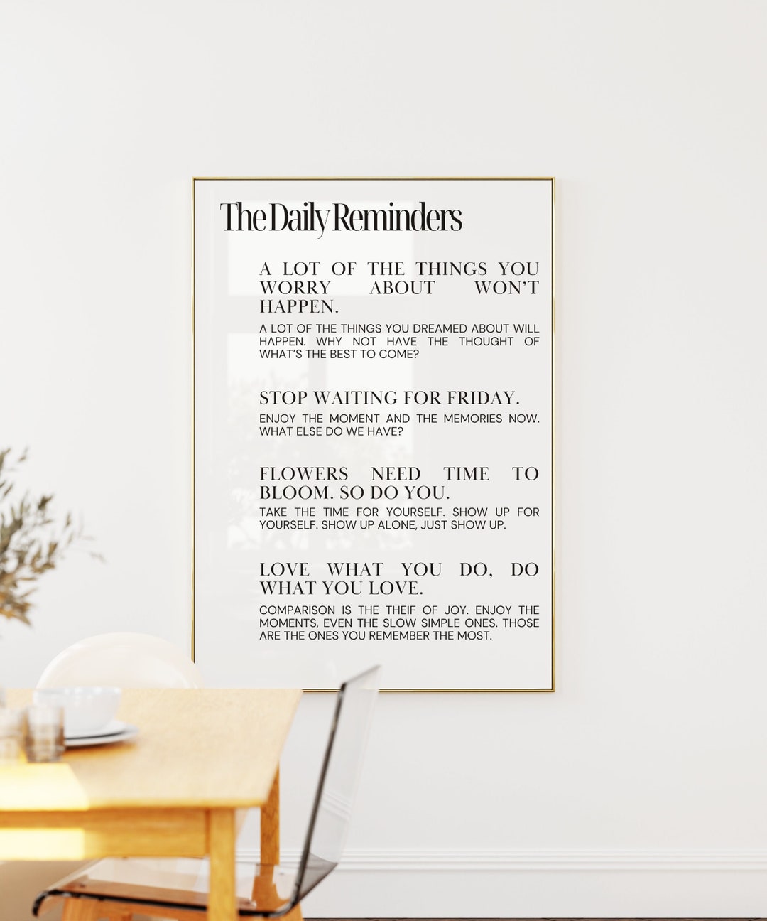 The Daily Reminders Wall Art Black and White Art Home Decor Print Art ...