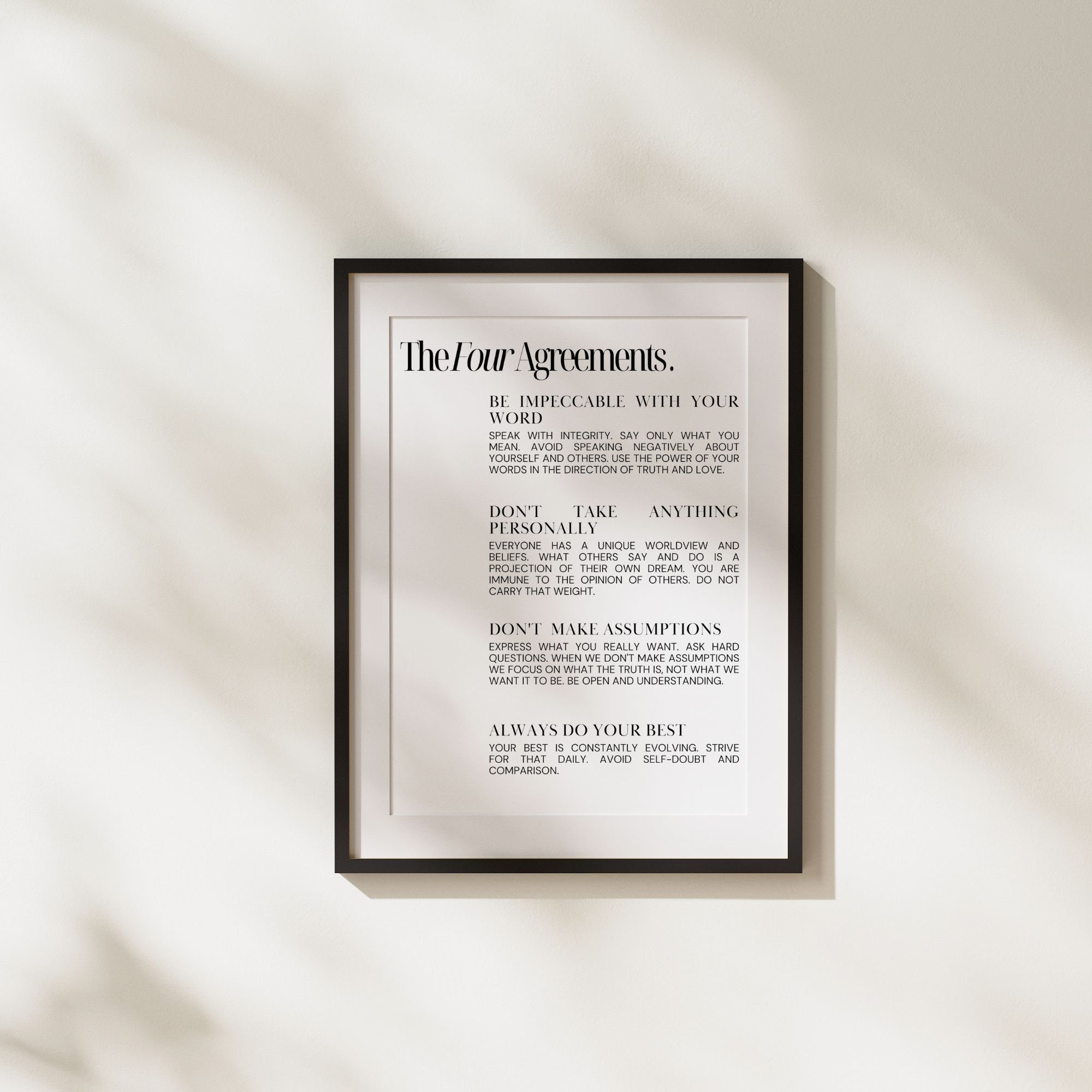 The Four Agreements Wall Art Black and White Art Home Decor Print Art ...