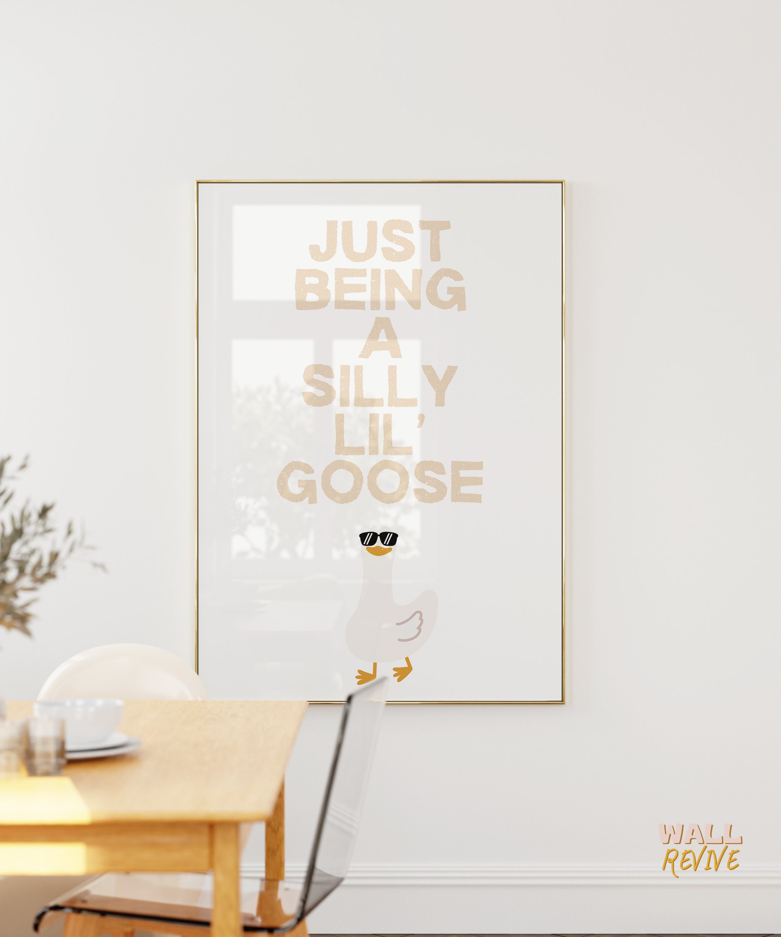 Silly Goose Wall Art, Cute Goose Poster, Funny Art Print, Funny Wall ...