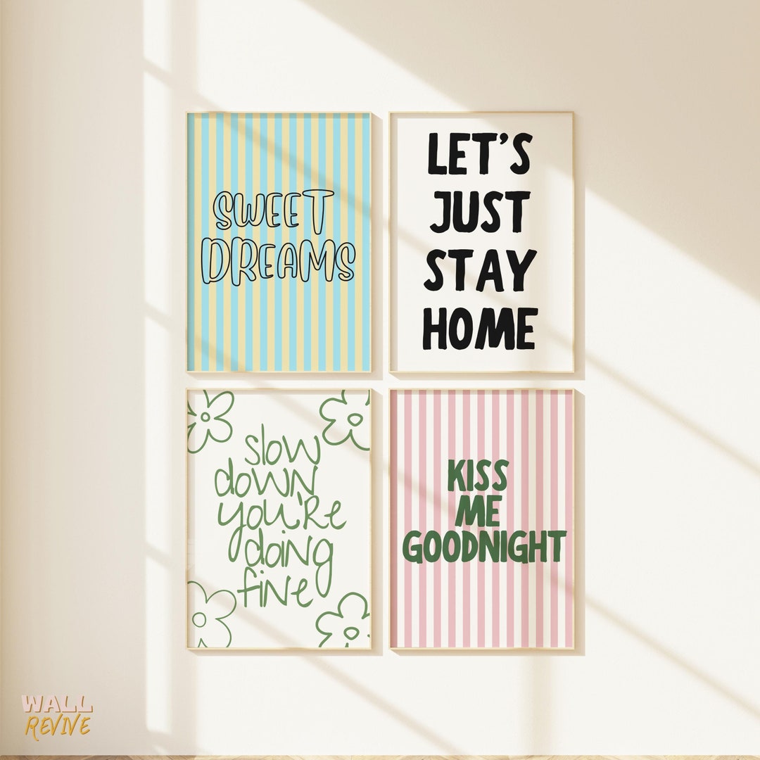 Back to Bed Prints Trendy Bedroom Poster Gallery Wall Set of 4 Trendy ...