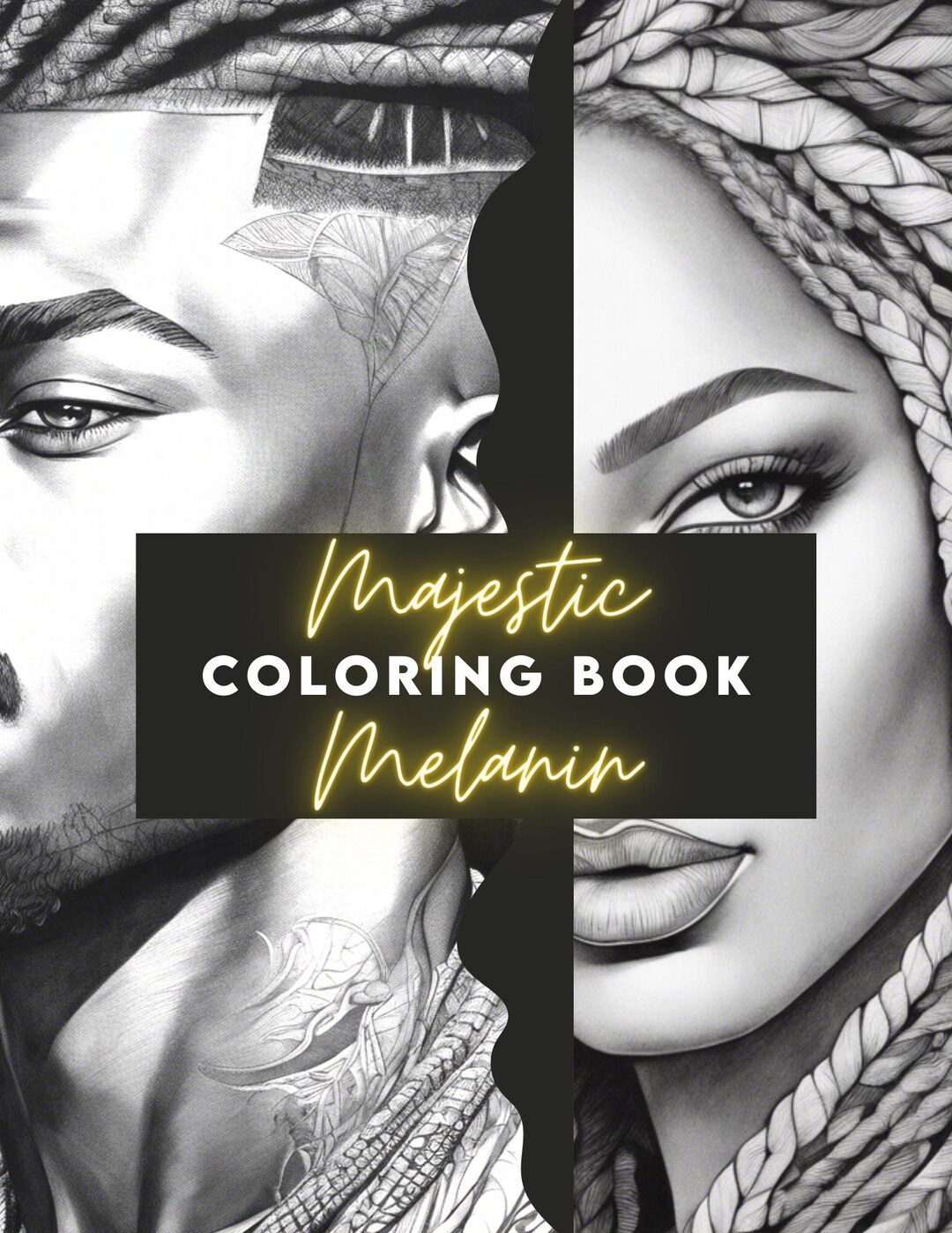 Majestic Melanin Vertical Coloring Pages (19) Vol. 1 - Etsy Australia