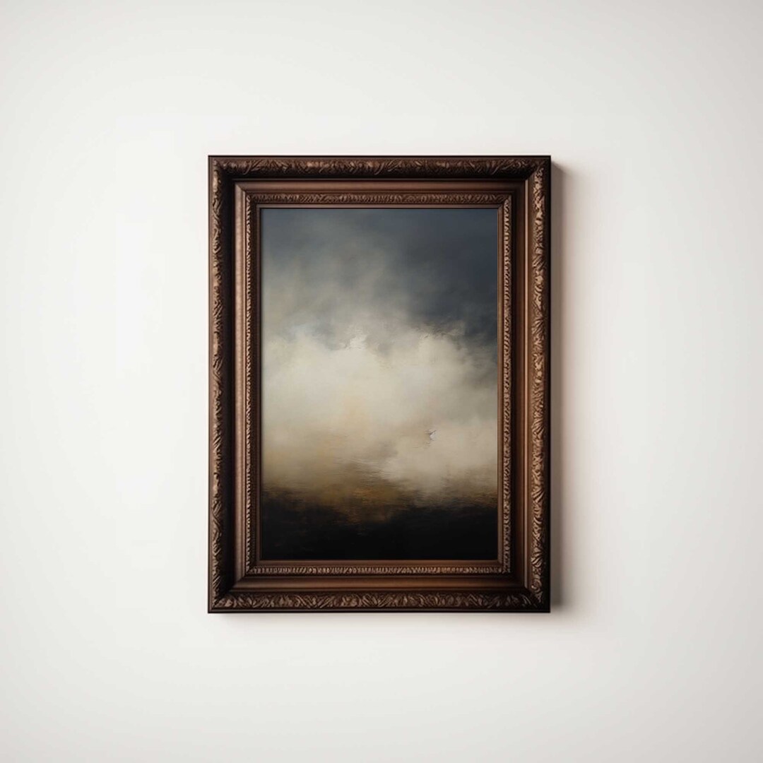 Moody Dark Cloudy Sky Wall Decor Oil Painting Style Digital Download ...