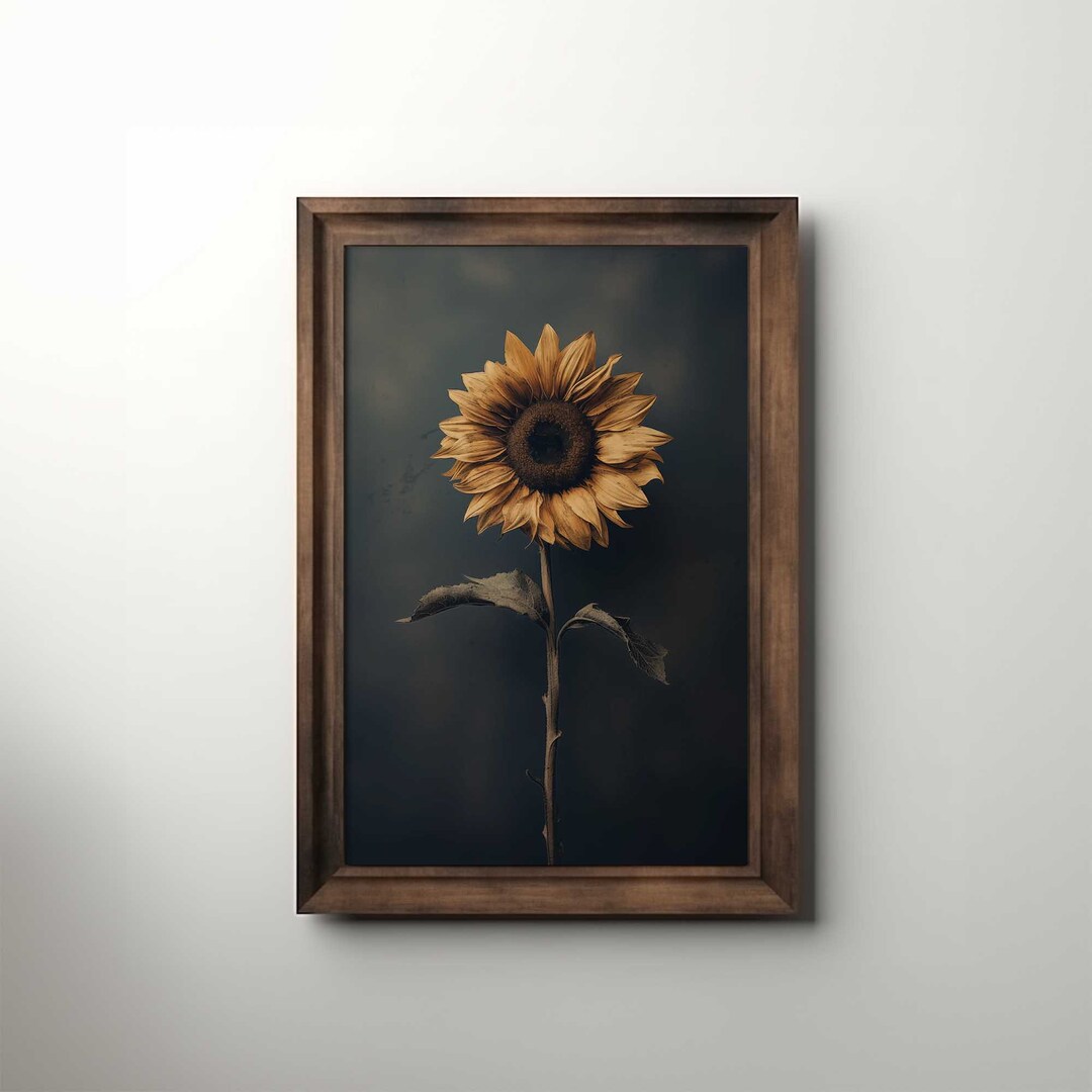 Vintage Dark Academia Sunflower Wall Art Print Moody Floral Decor ...