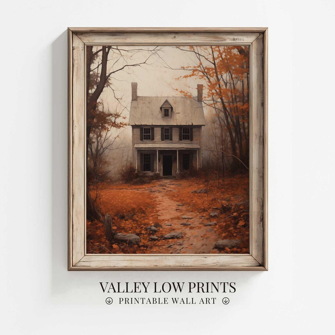 Spooky Haunted House Wall Art | Halloween Fall Printable | Rustic ...