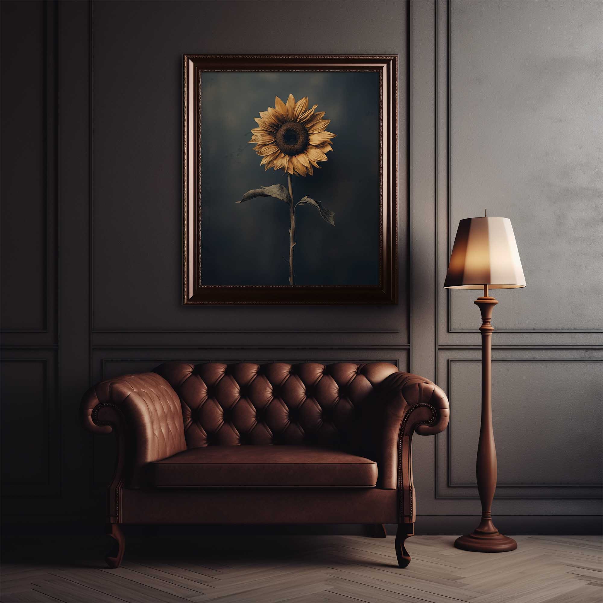 Vintage Dark Academia Sunflower Wall Art Print | Moody Floral Decor ...