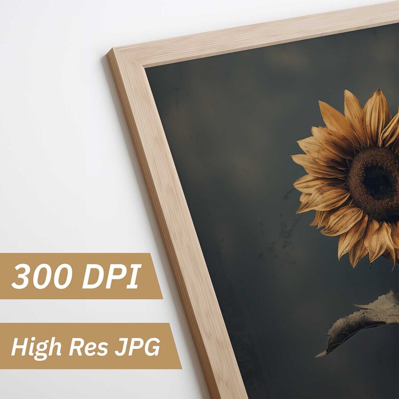 Vintage Dark Academia Sunflower Wall Art Print | Moody Floral Decor ...
