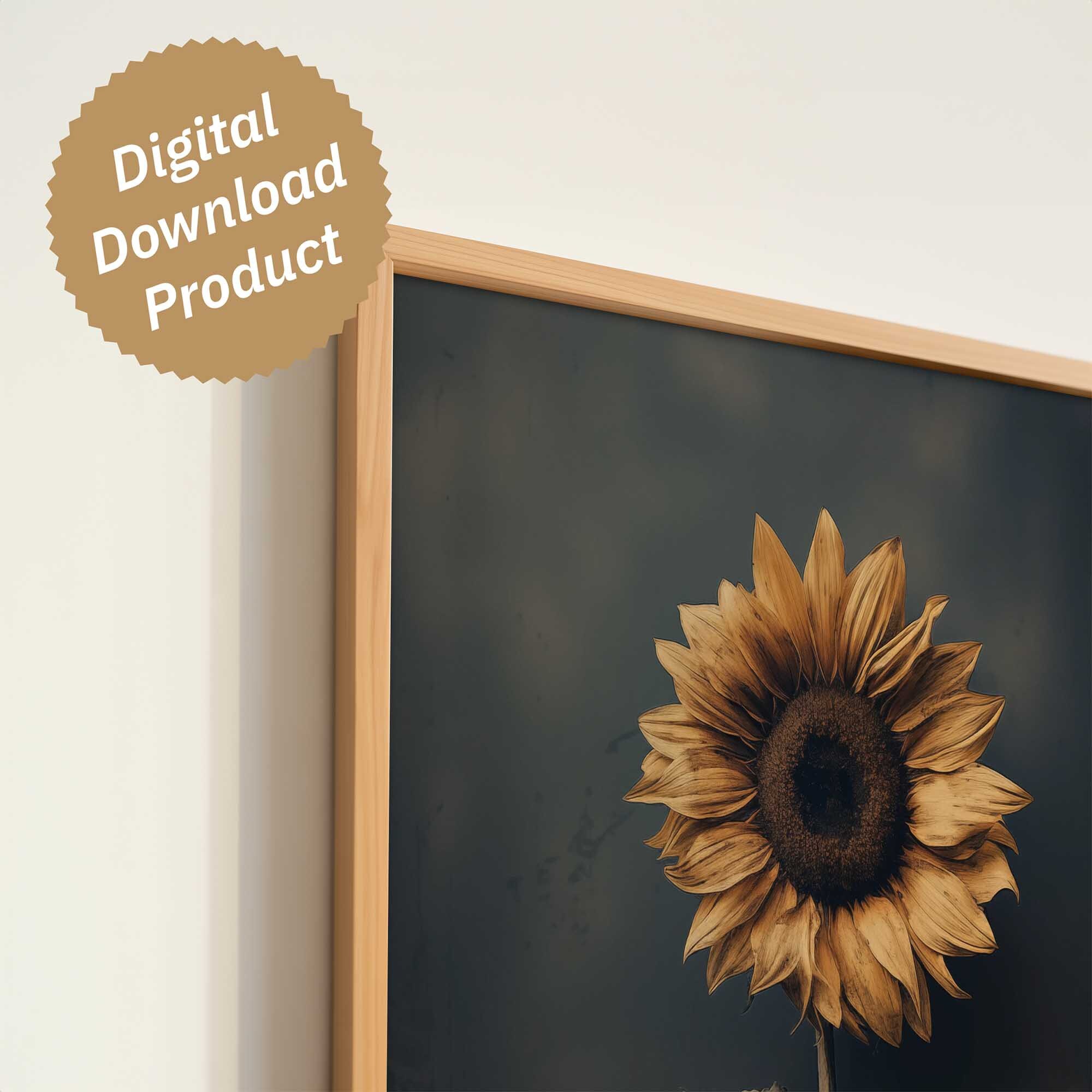 Vintage Dark Academia Sunflower Wall Art Print | Moody Floral Decor ...