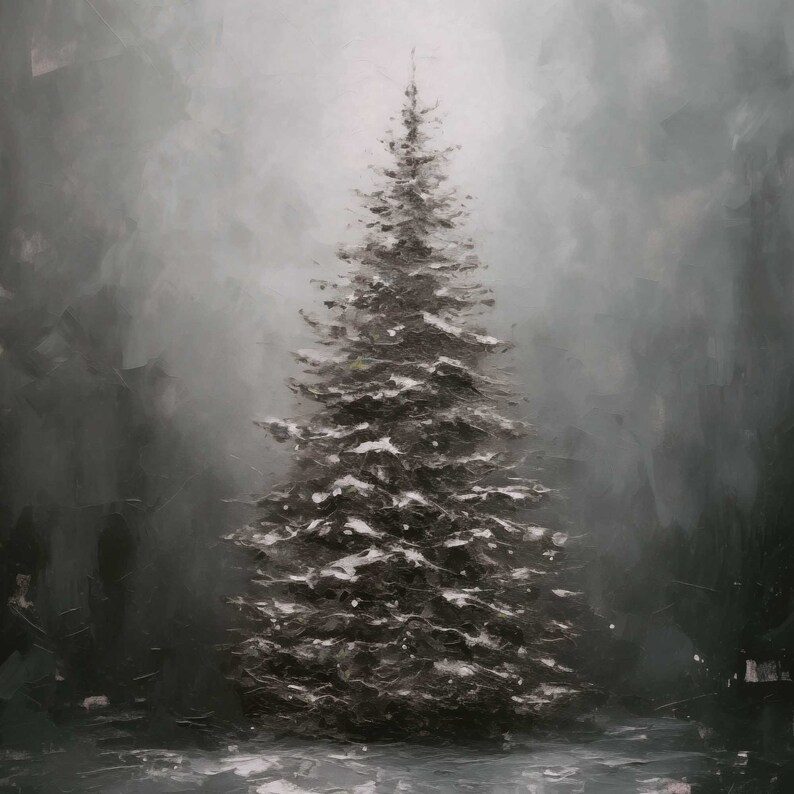 Vintage Winter Pine Tree Christmas Painting Rustic Pine Tree Wall Art ...