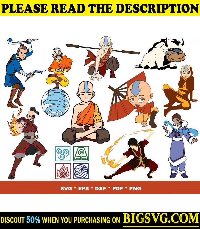 100 the Last Airbender Svg Bundle, Layered Svg, Cricut, Cut Files ...