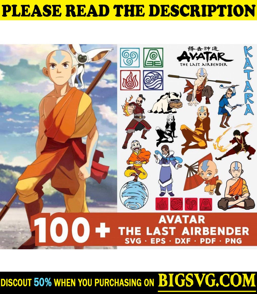 100 the Last Airbender Svg Bundle, Layered Svg, Cricut, Cut Files ...