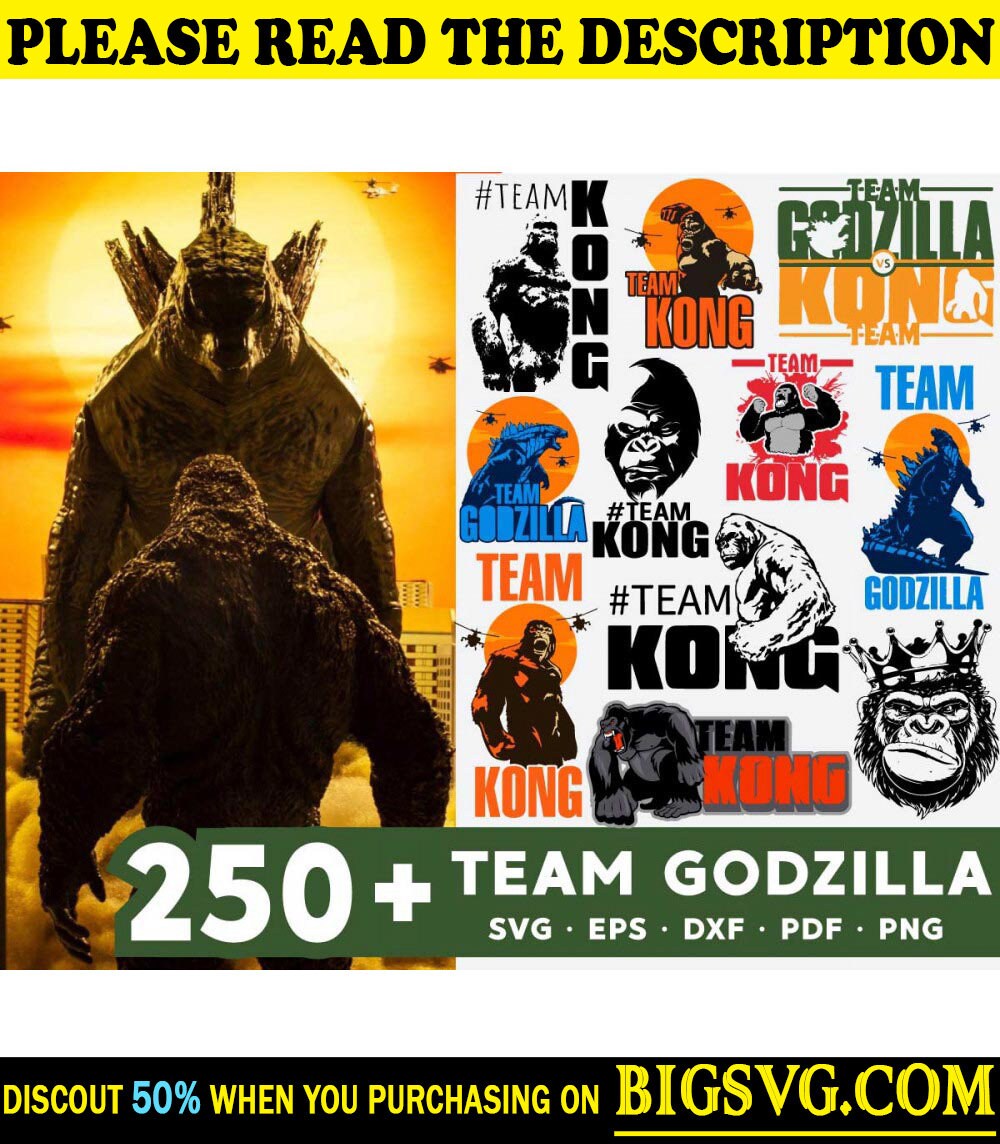 250 Tgodzilla Svg Bundle, King Kong Svg Bundle, Godzilla Silhouette ...