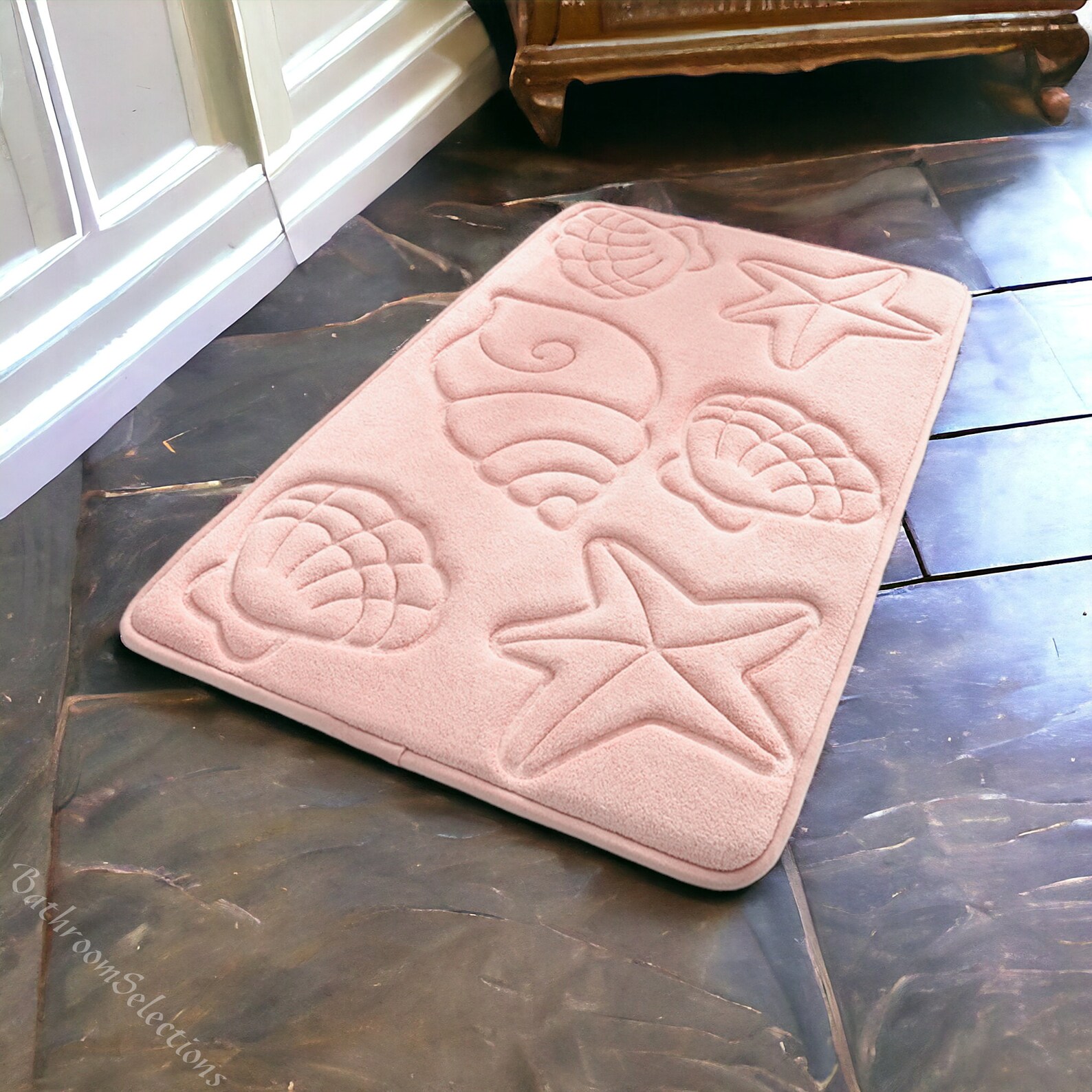 Starfish Bath Mat for Bathroom Decor, Sea Shells Bath Mat, Absorbent ...