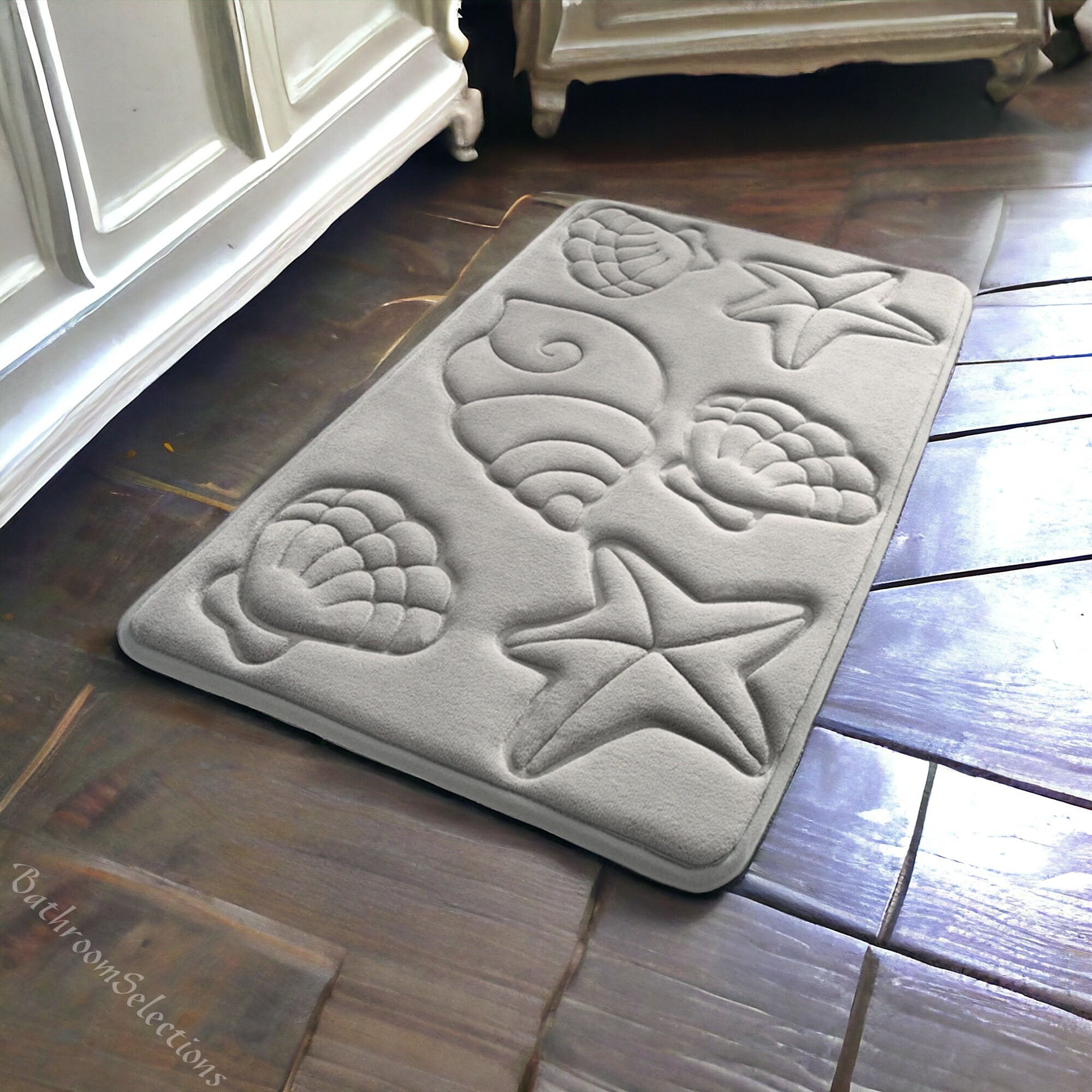 Starfish Bath Mat for Bathroom Decor, Sea Shells Bath Mat, Absorbent ...