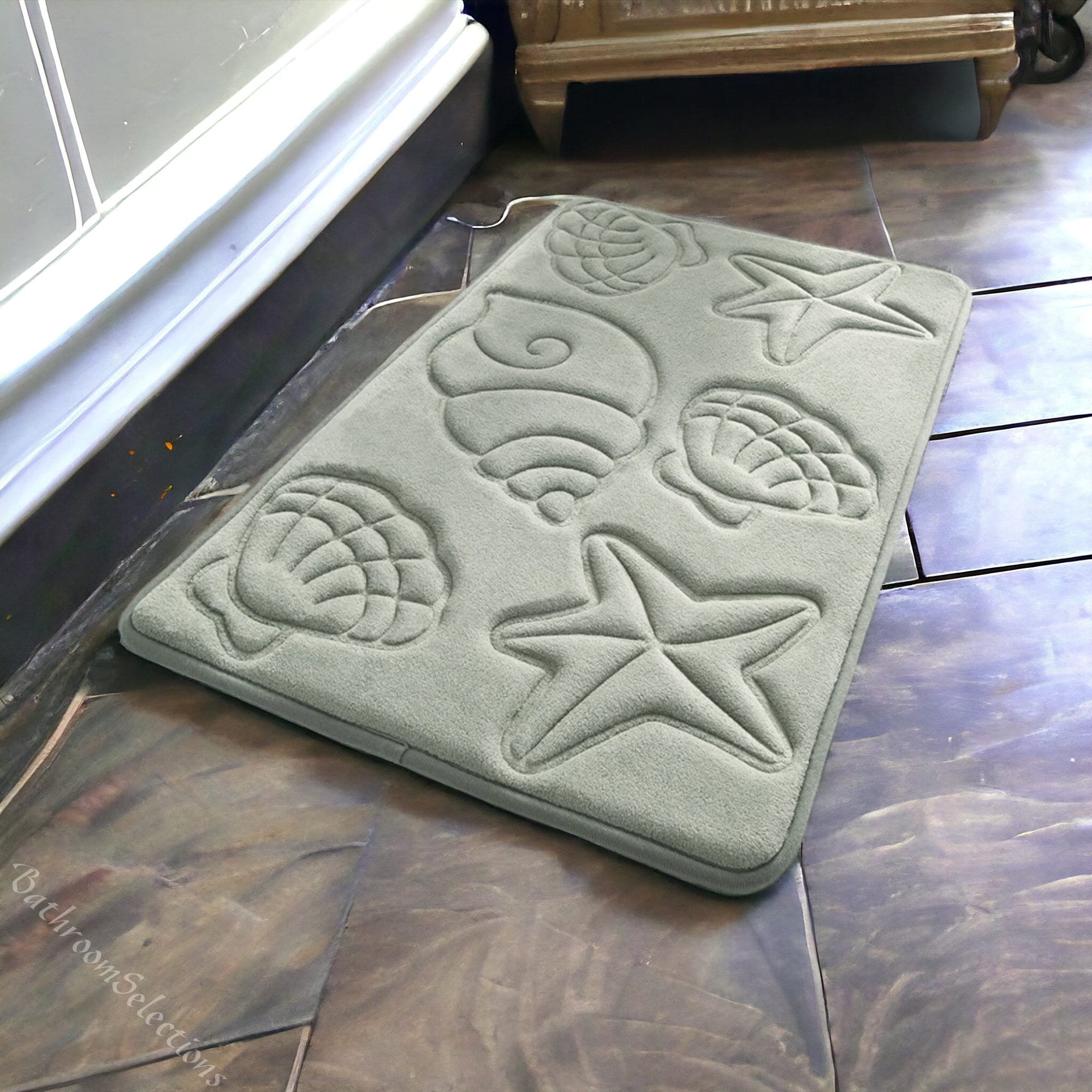 Starfish Bath Mat for Bathroom Decor, Sea Shells Bath Mat, Absorbent ...