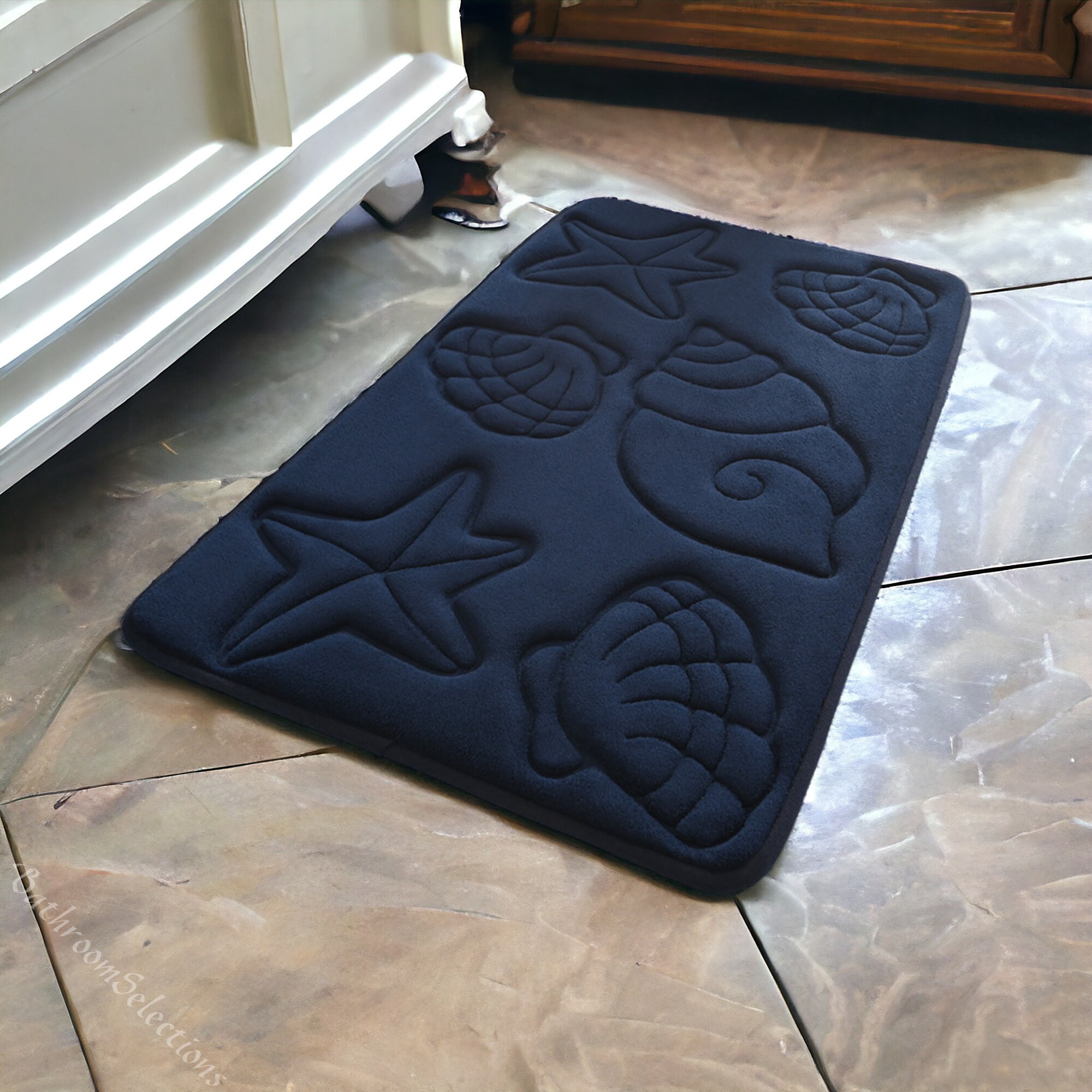 Starfish Bath Mat for Bathroom Decor, Sea Shells Bath Mat, Absorbent ...