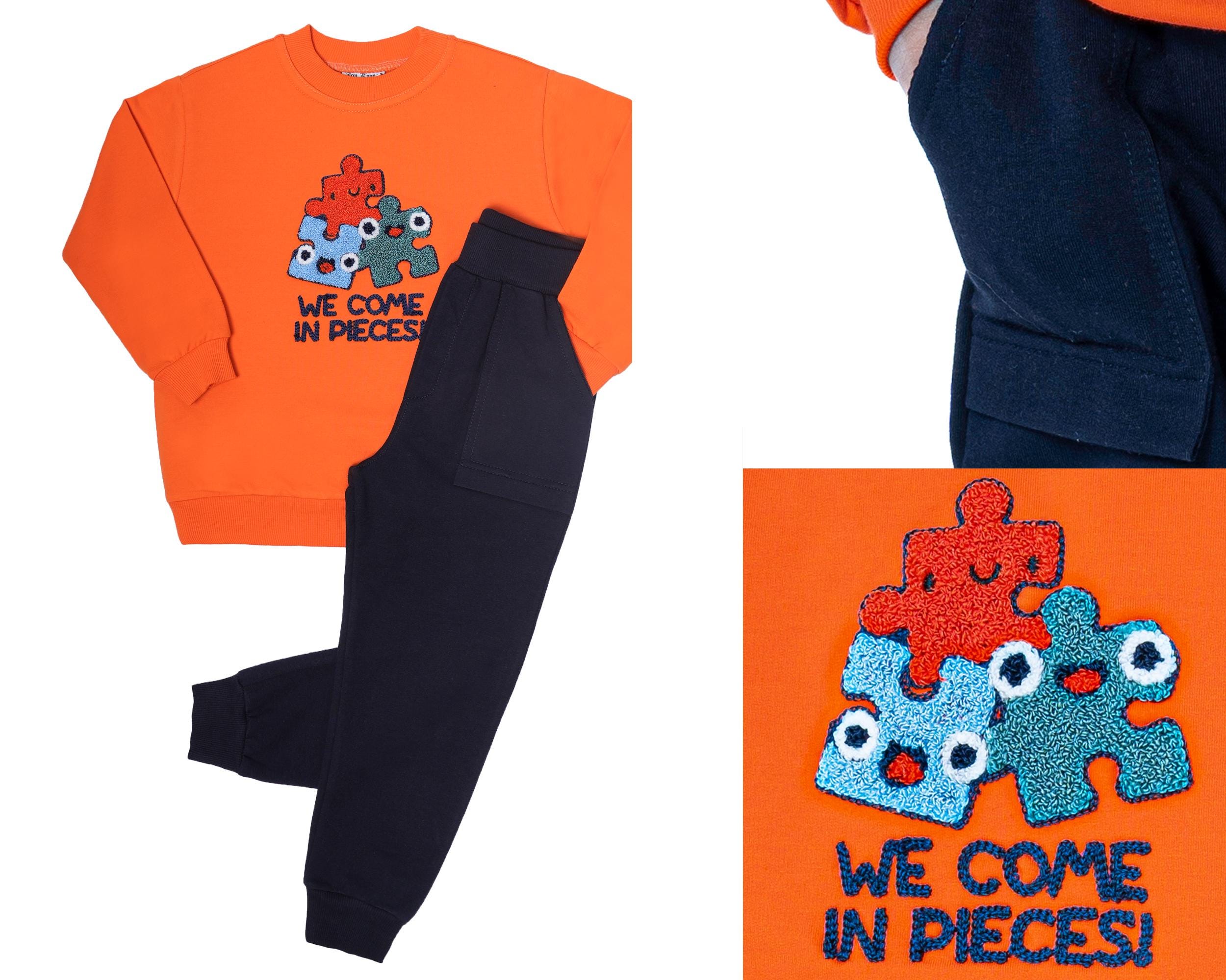 Colourful Tracksuit for Kids With Puzzle Embroidery - Etsy