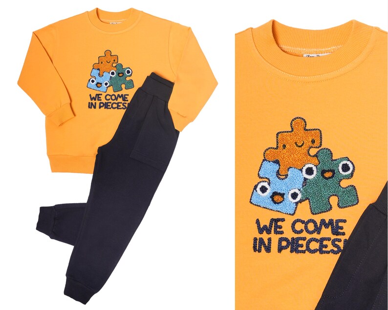 Colourful Tracksuit for Kids With Puzzle Embroidery - Etsy