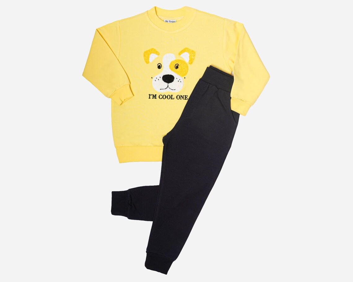Colourful Tracksuit for Kids With Cute Dog Embroidery - Etsy