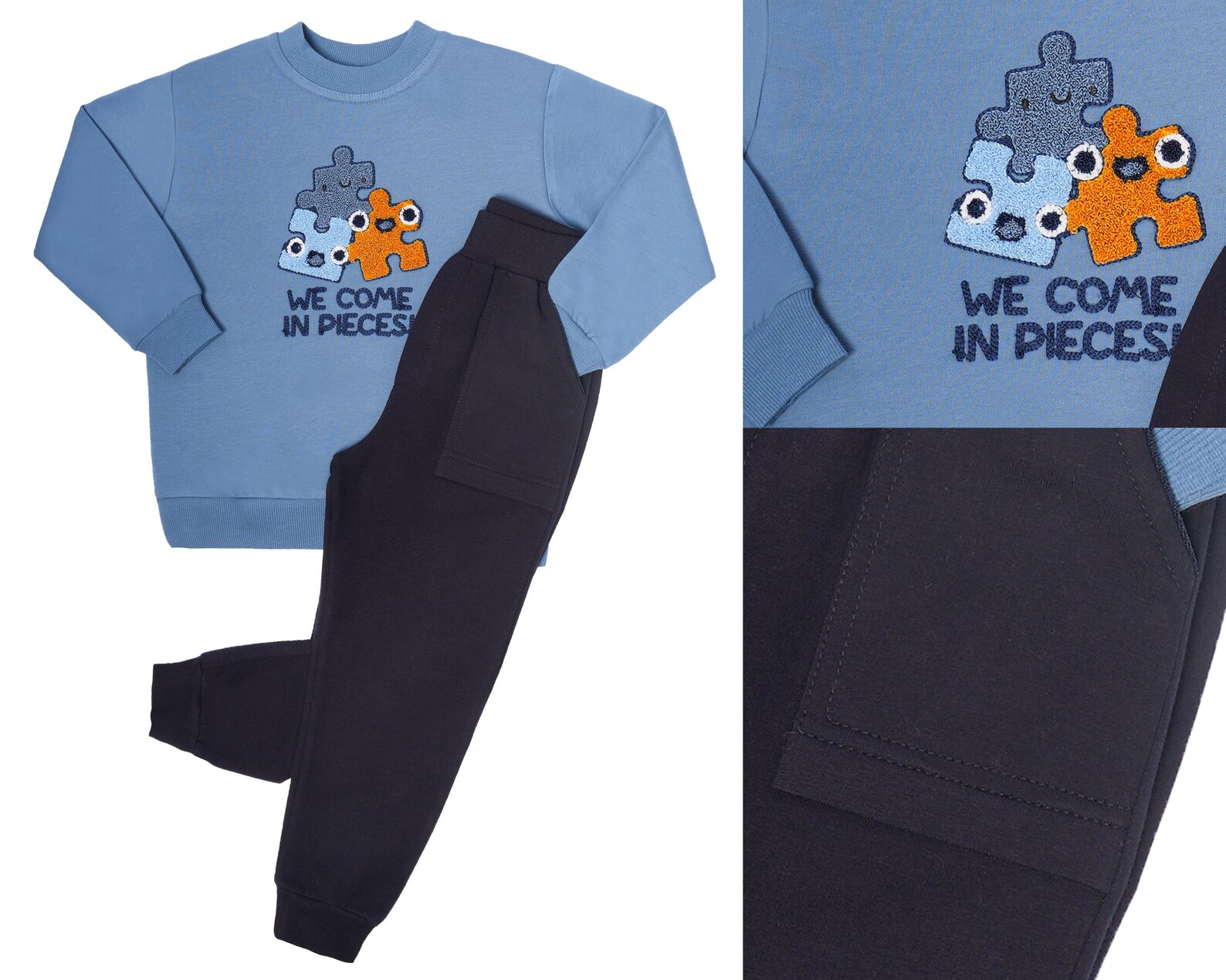 Colourful Tracksuit for Kids With Puzzle Embroidery - Etsy