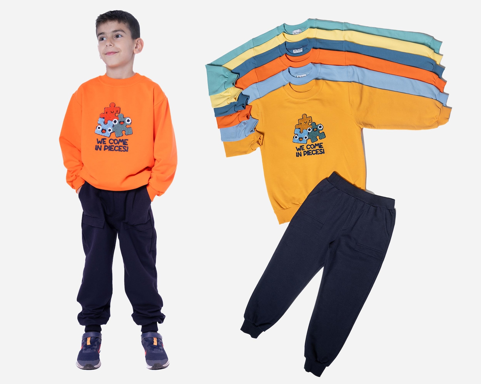 Colourful Tracksuit for Kids With Puzzle Embroidery - Etsy