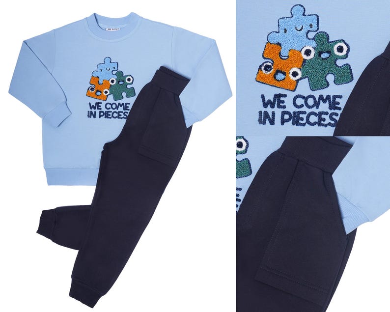 Colourful Tracksuit for Kids With Puzzle Embroidery - Etsy