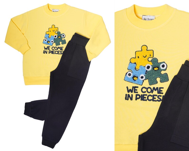 Colourful Tracksuit for Kids With Puzzle Embroidery - Etsy