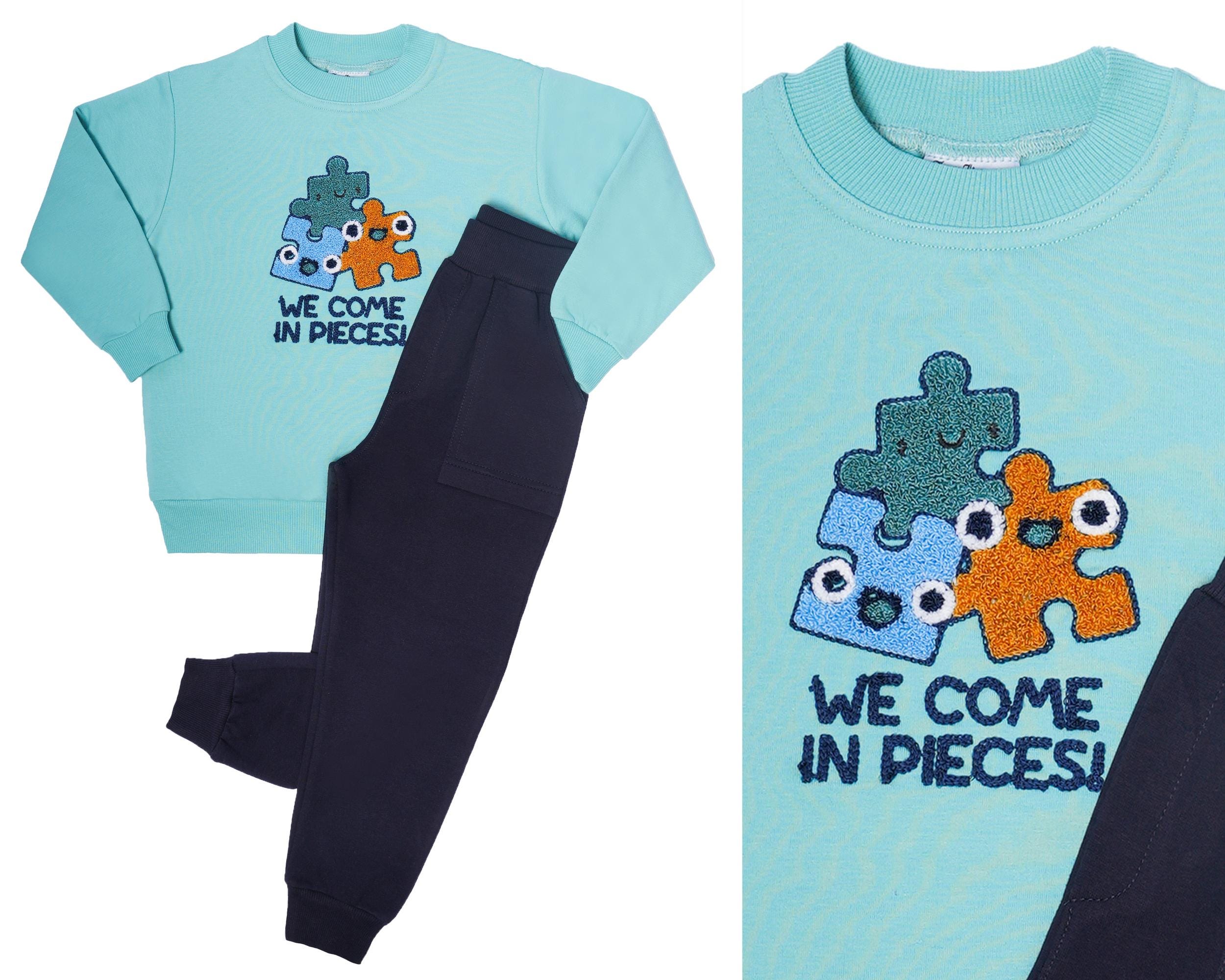 Colourful Tracksuit for Kids With Puzzle Embroidery - Etsy