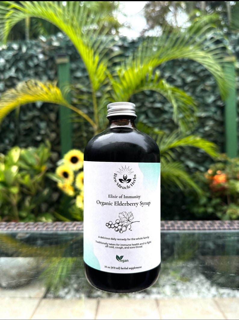 Vegan Organic Elderberry Syrup Elixir 16oz - Etsy