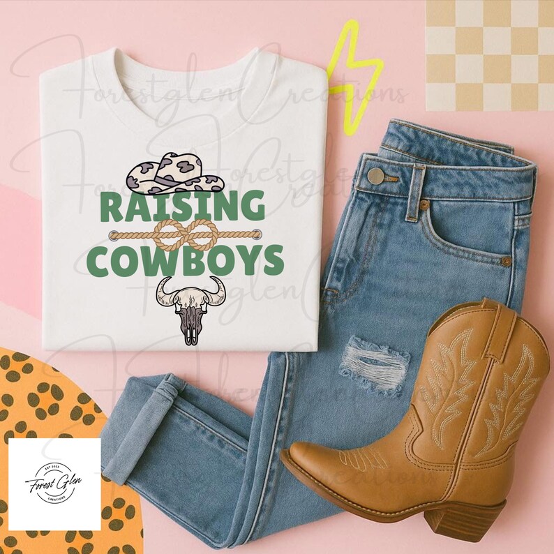 Raising Cowboys PNG: Western Mom Life Cow Print Clipart (digital Cut ...