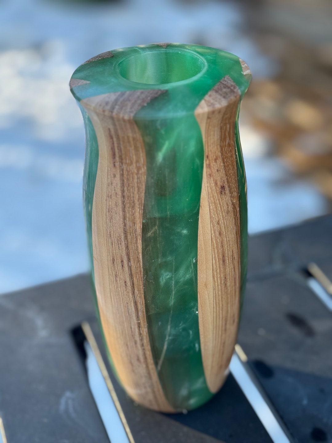 Unique Ash and Epoxy Vase. - Etsy