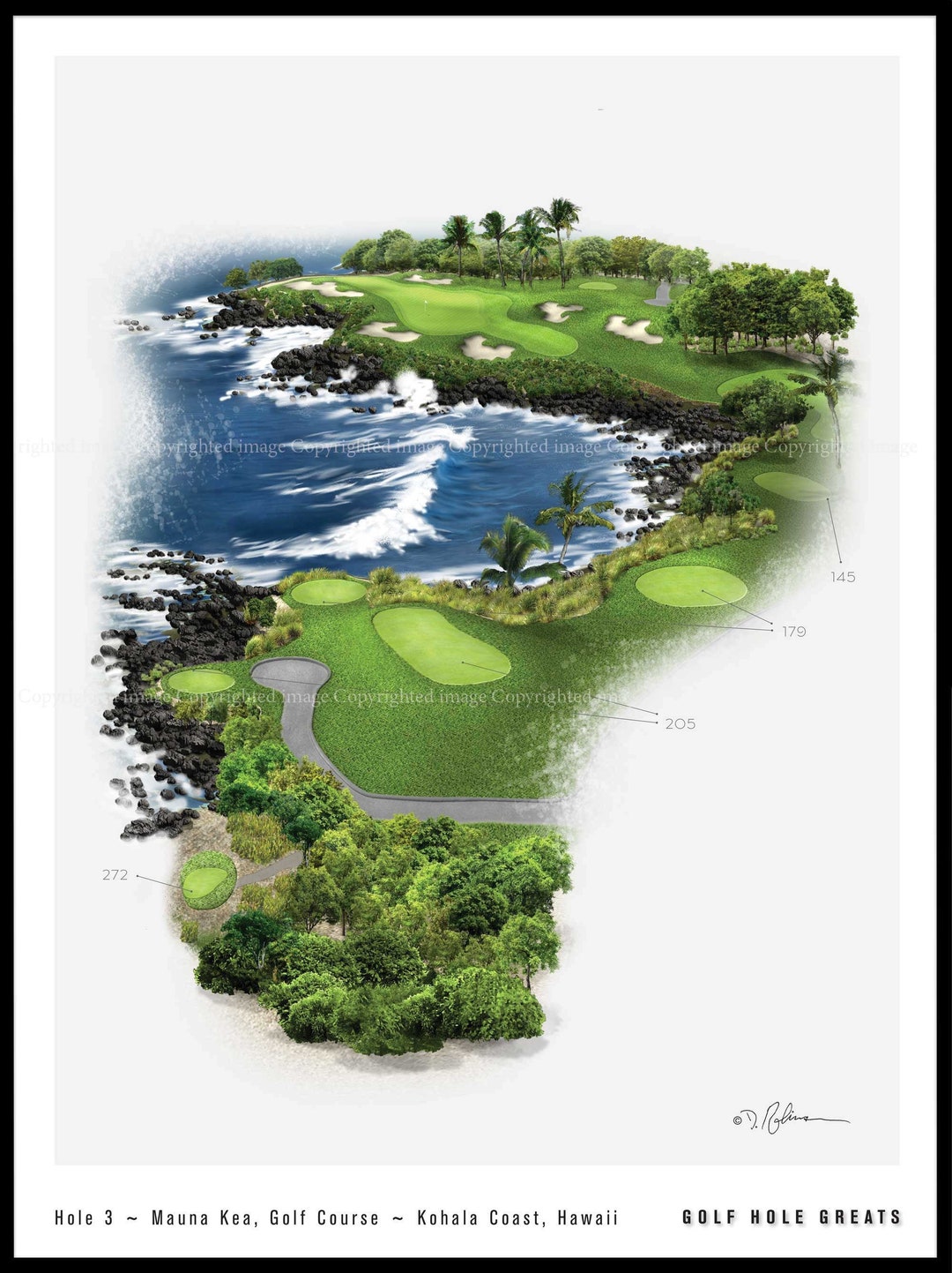 Mauna Kea Hole 3 Print Hawaii Posters Golf Prints in Hawaii Golf ...