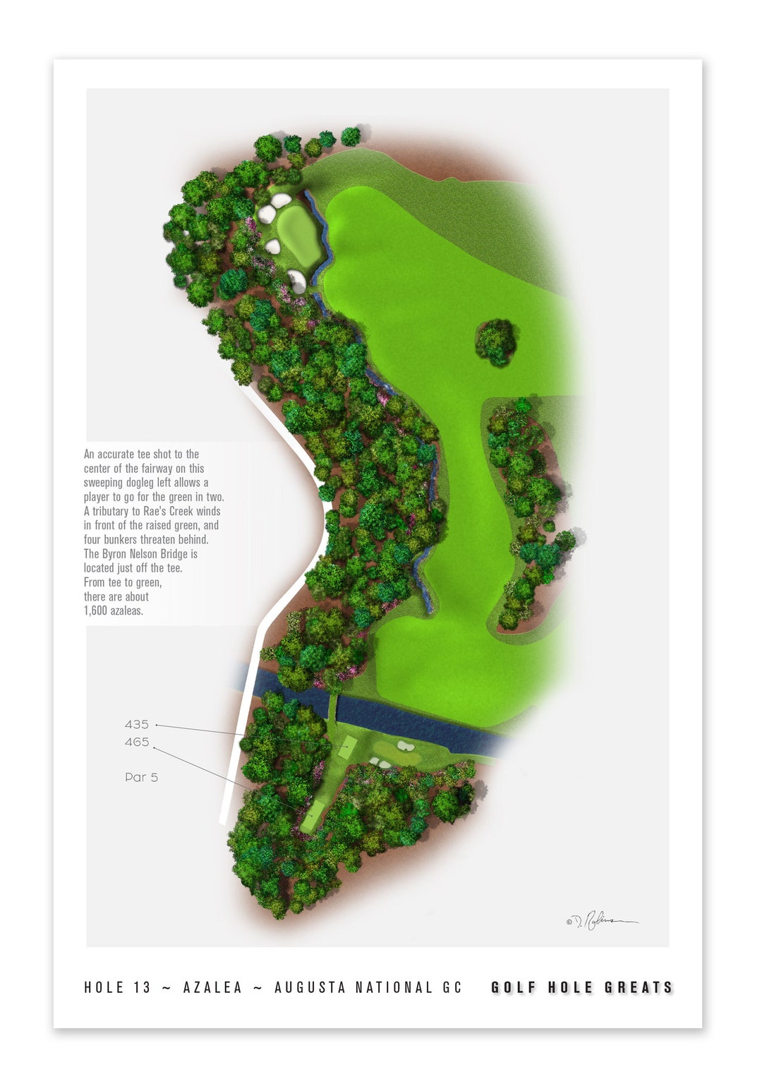 Augusta Azalea Hole 13, Augusta National Golf Course Hole 13 Framable ...