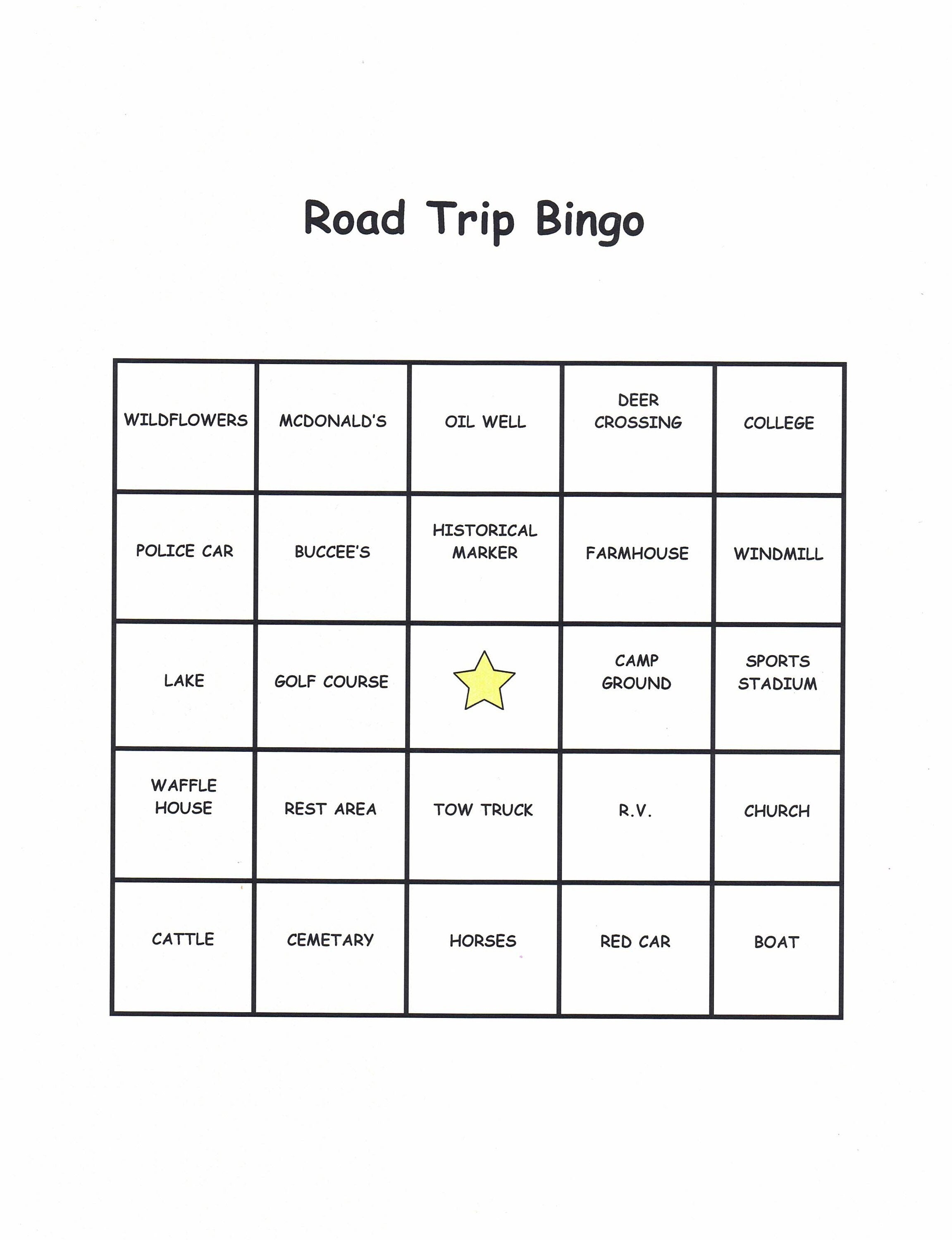 Road Trip Bingo Printed Sheets for Car Ride Entertainment - Etsy