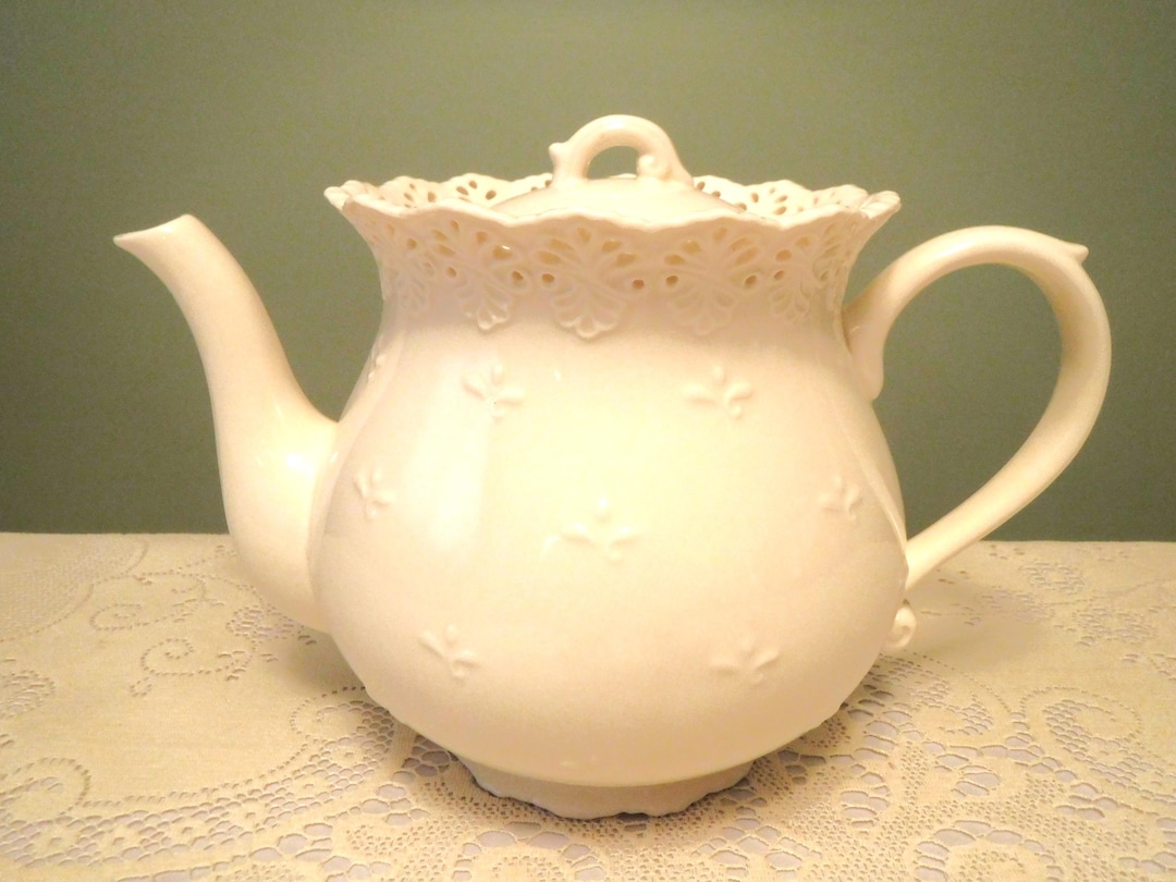 Pierced Lace Vintage Teapot: Skye Mcghie, Cream Colour, Fine Porcelain ...