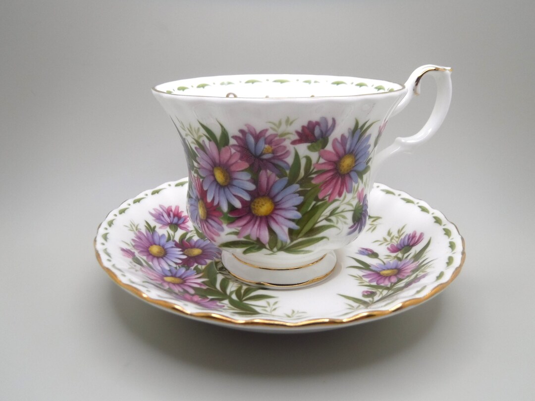 Royal Albert Vintage Teacup and Saucer Flower of the Month Michaelmas ...