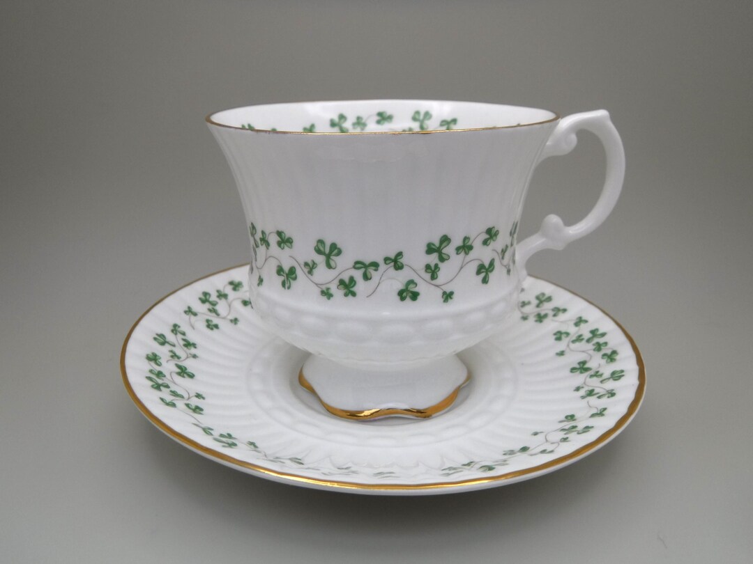 Royal Tara Vintage Teacup and Saucer | Shamrock Teacup | Green Irish ...