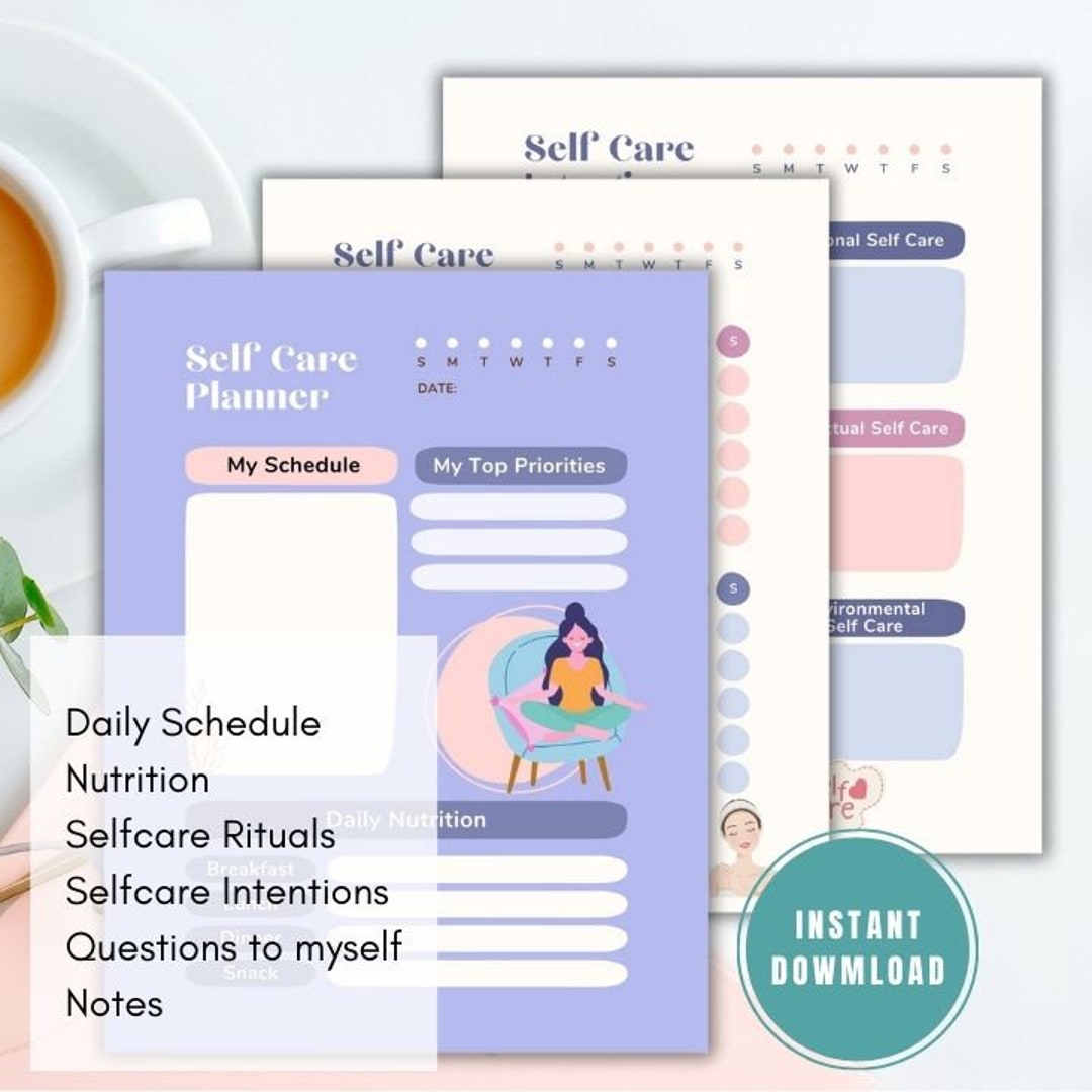 Self-care Planner Checklist for Mental Health and Wellness, Daily Well ...