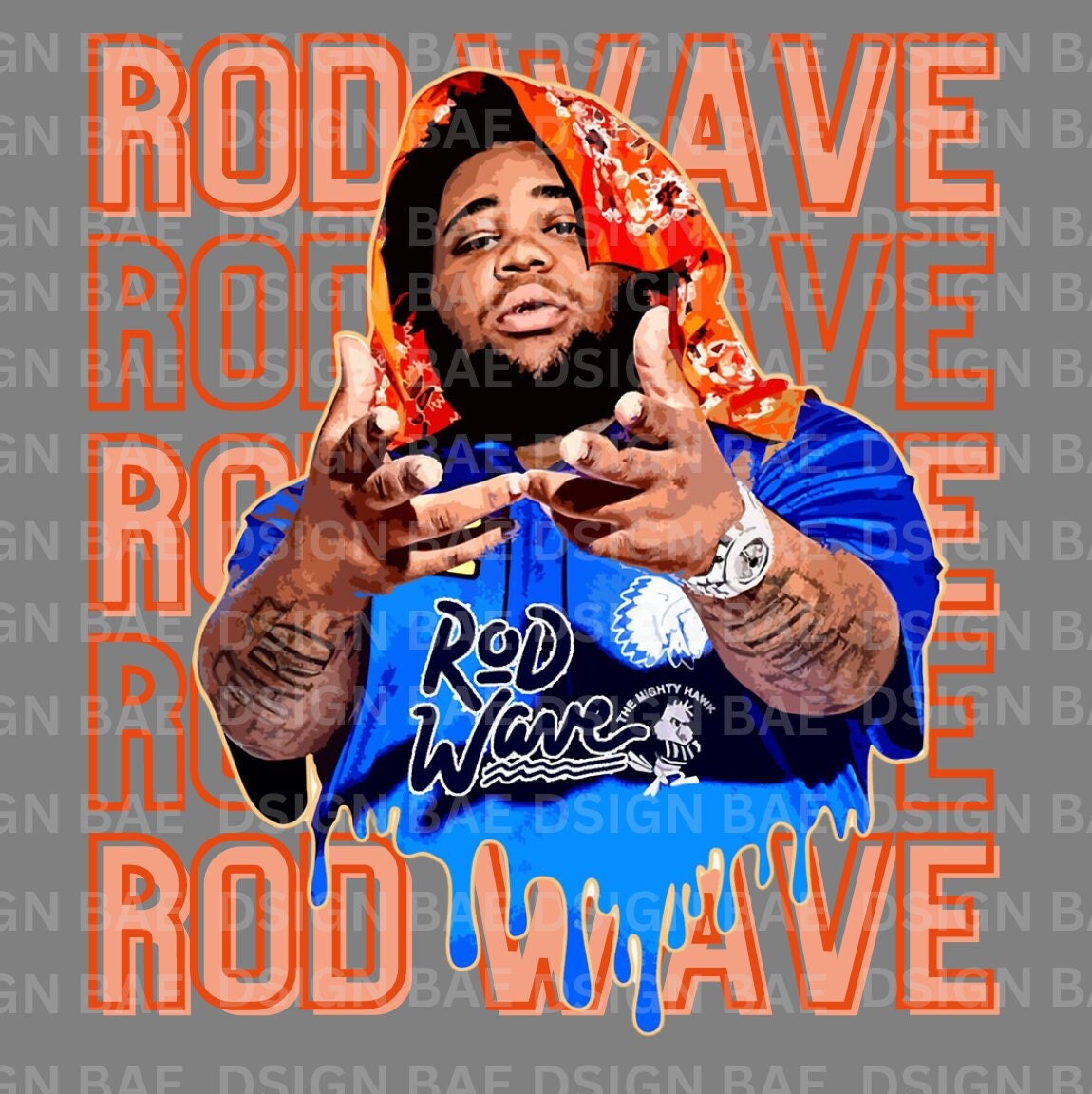Rod Wave DTF Print Sublimation Design Download, Graphic Tee Design ...