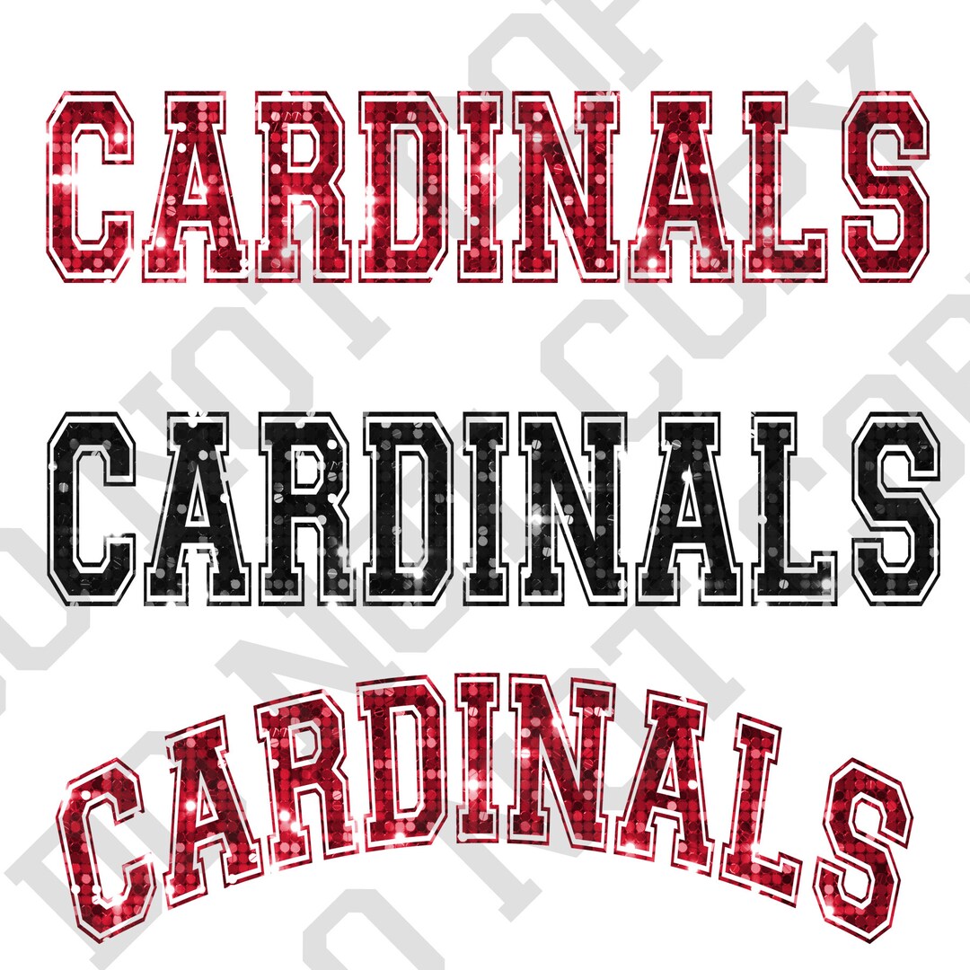 Cardinals School Spirit Glitter Word Art PNG Digital Design File for ...