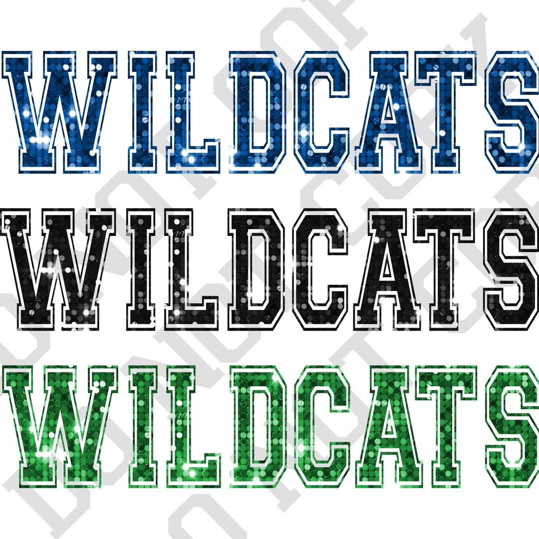 Wildcats School Spirit Glitter Word Art PNG Digital Design File for ...