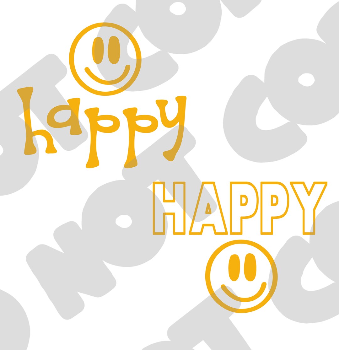 Happy Happy Smile Digital Design Files PNG Format. Design Word Art PNG ...