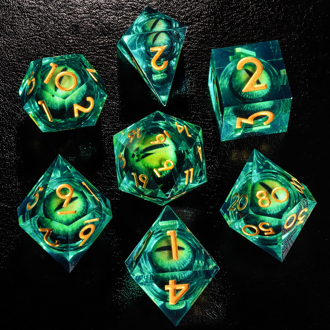 Green Beholder's Eye Liquid Core Dnd Dice Set for D&d Gifts , Liquid ...