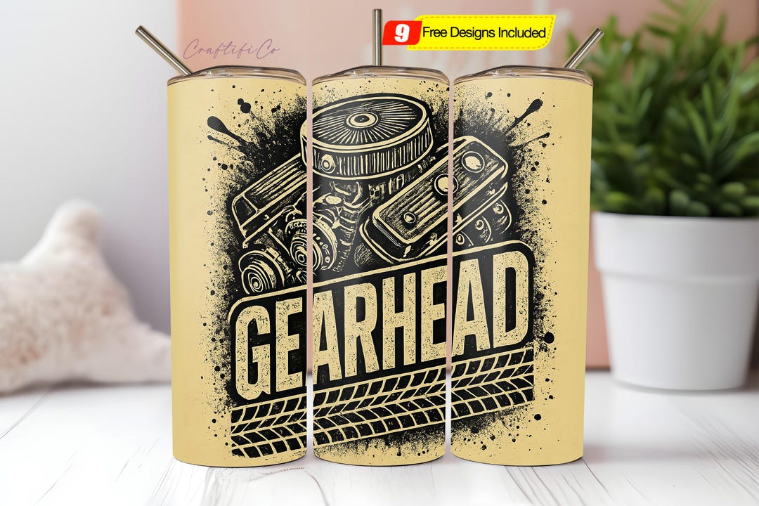 Mechanic Tumbler Wrap PNG, Gearhead Engine 20 Oz Skinny Sublimation ...