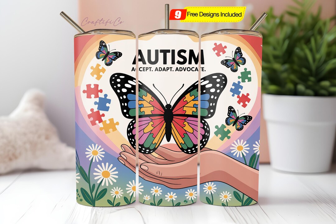 Autism Awareness Tumbler Wrap, 20 Oz Skinny Sublimation Tumbler Design ...