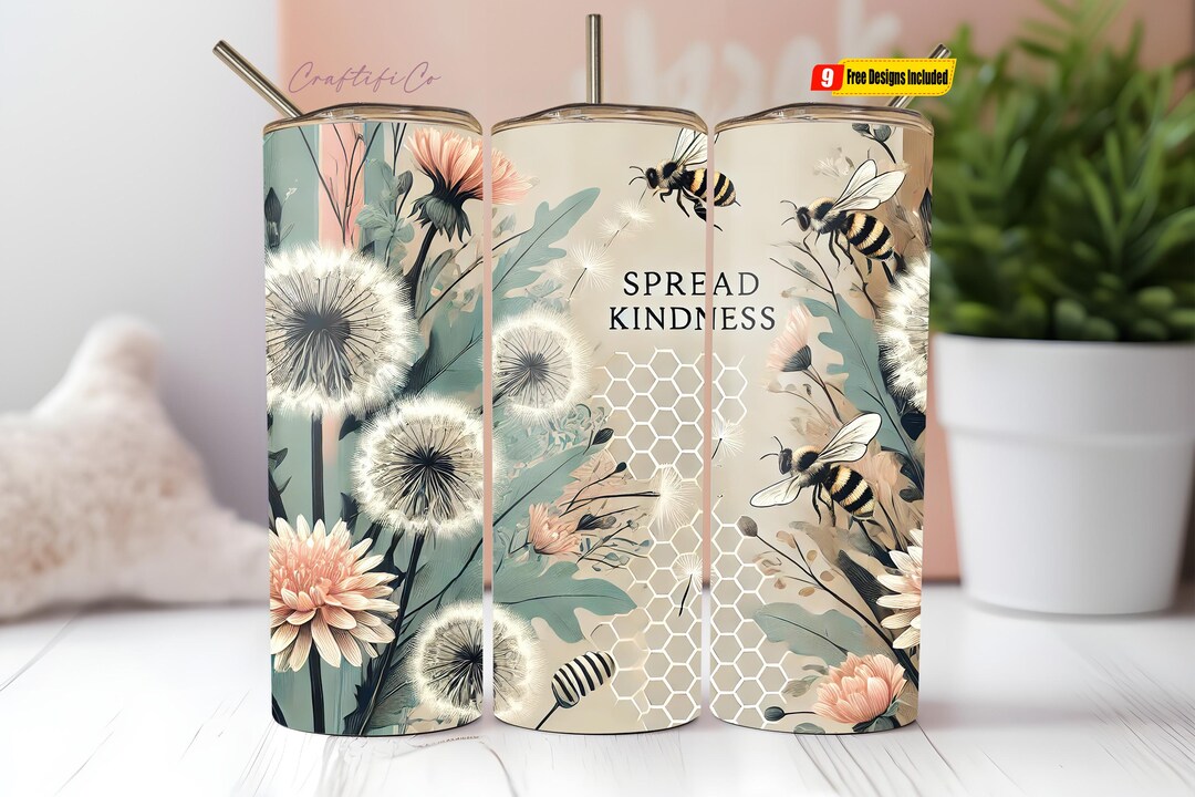 20oz Skinny Tumbler Spread Kindness Sublimation Design Templates ...