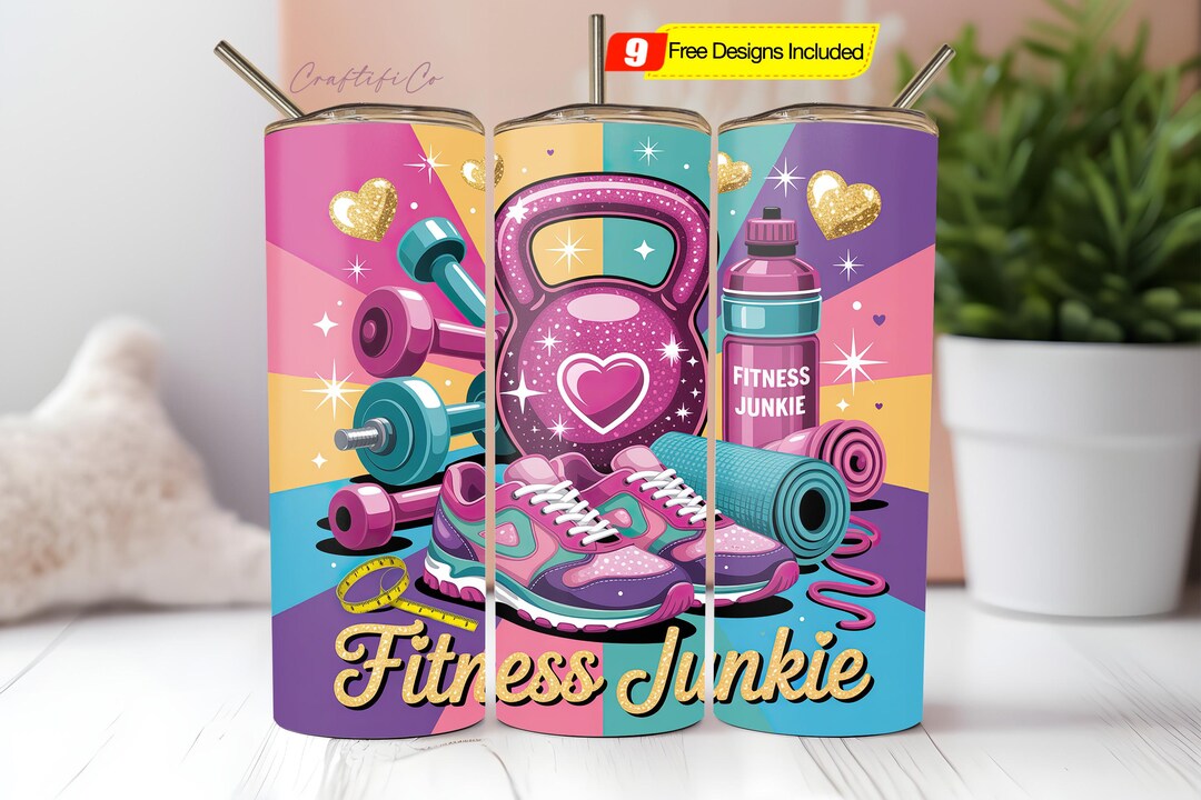 Gym Tumbler Wrap PNG, Fitness Sublimation Design, 20oz Motivational ...